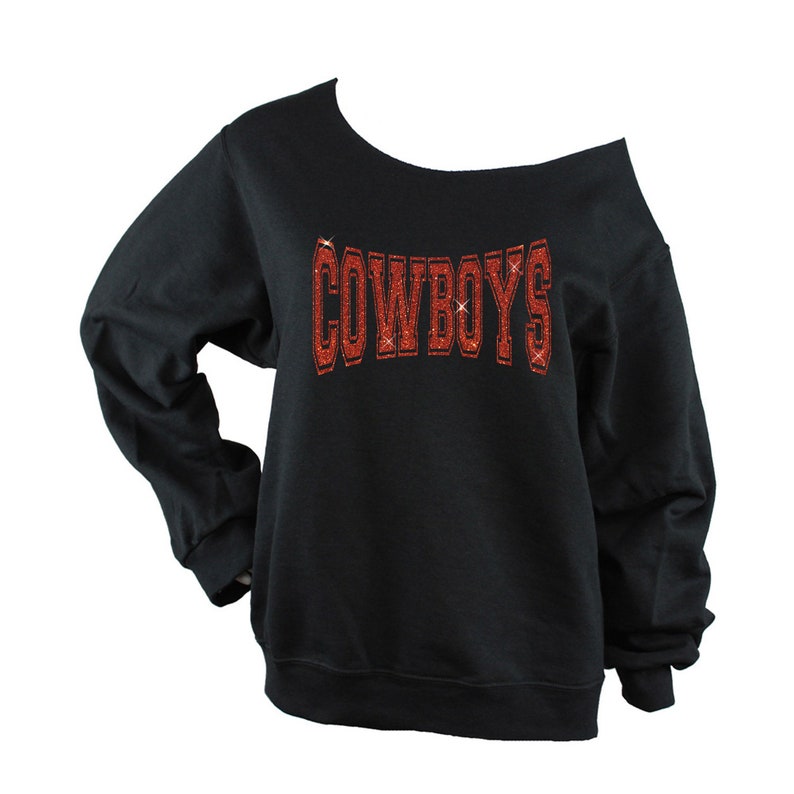 Cowboys Sweatshirt off Shoulder Raw Edge / CHOOSE YOUR COLORS / Cowboys ...