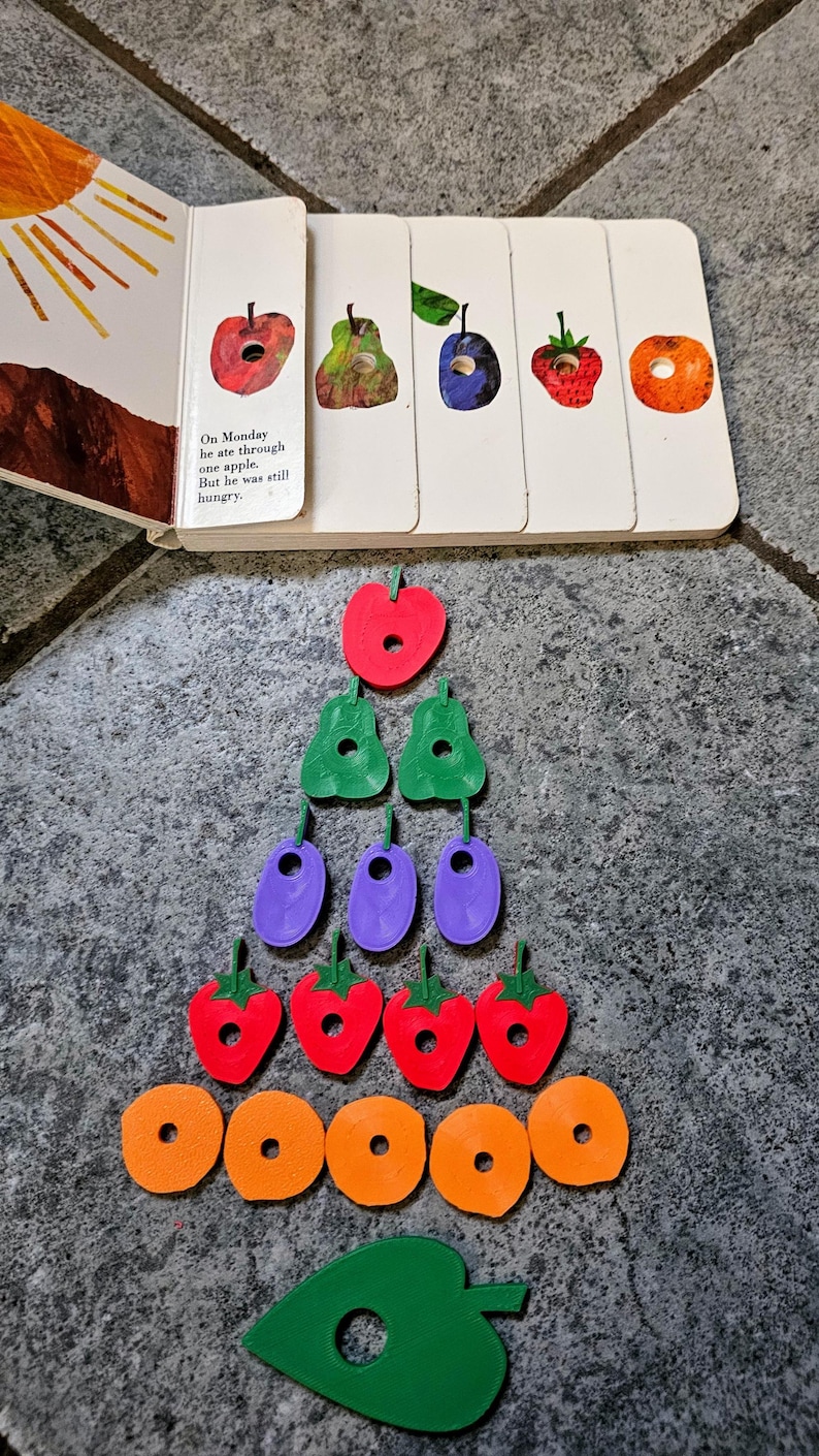 Hungry Caterpillar Story Set: 3D Printed Play Food & Caterpillar Fidget ...