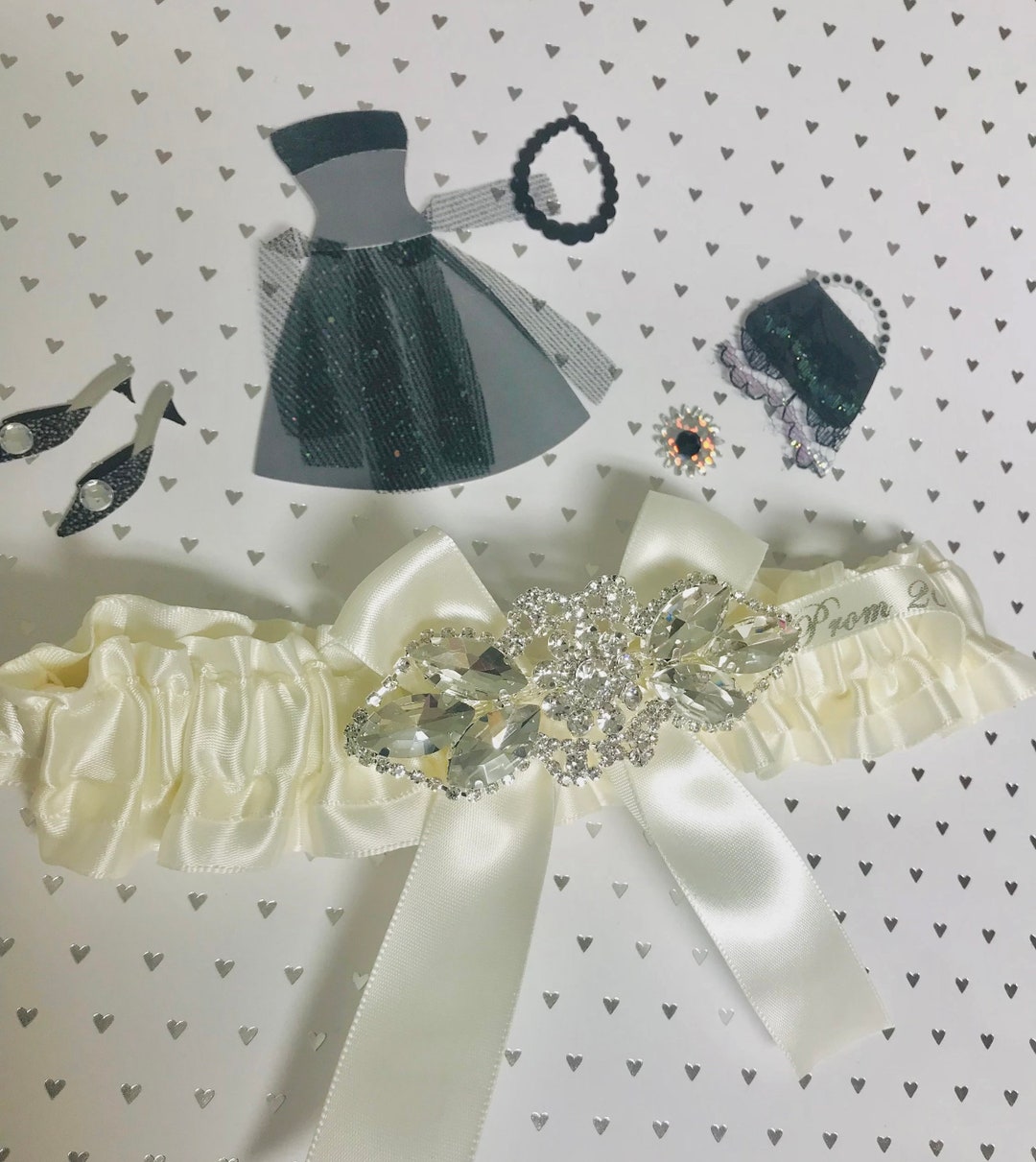 Ivory Prom Garter With a Shinny Rhinestone Center. Ivory Prom Garter ...