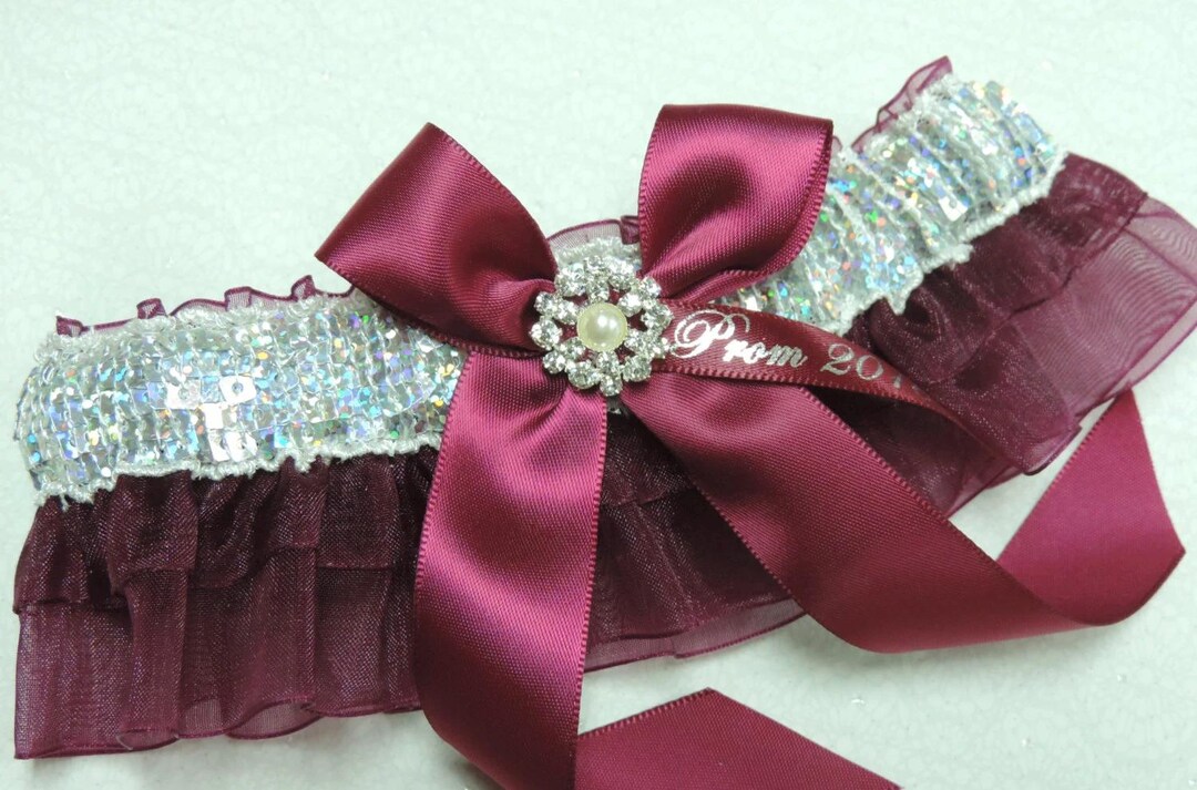 Wine and Silver Prom Garter. Prom Garters. Garters for Prom Dance. - Etsy