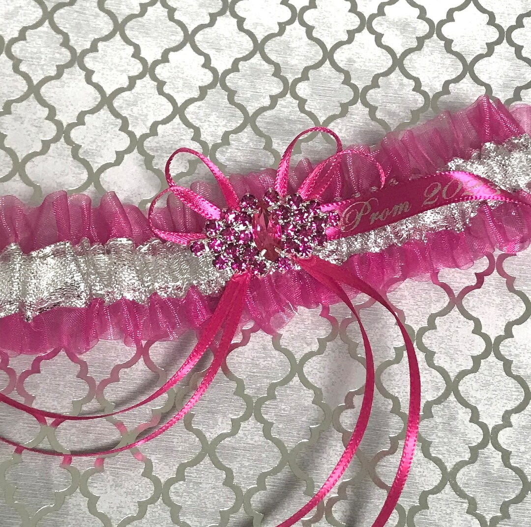 Fuchsia Silver Prom Garter. Prom Garters. Fuchsia Garters. - Etsy
