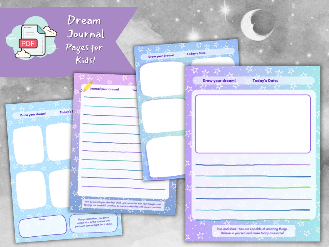 Printable Kids Dream Journal Pages, Full Color - Etsy