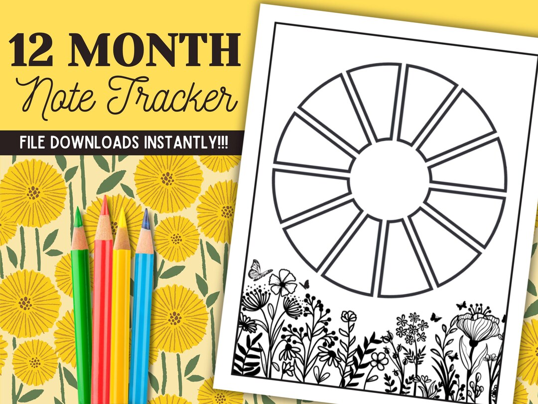 12 Month Date Keeper Coloring Printable - Etsy