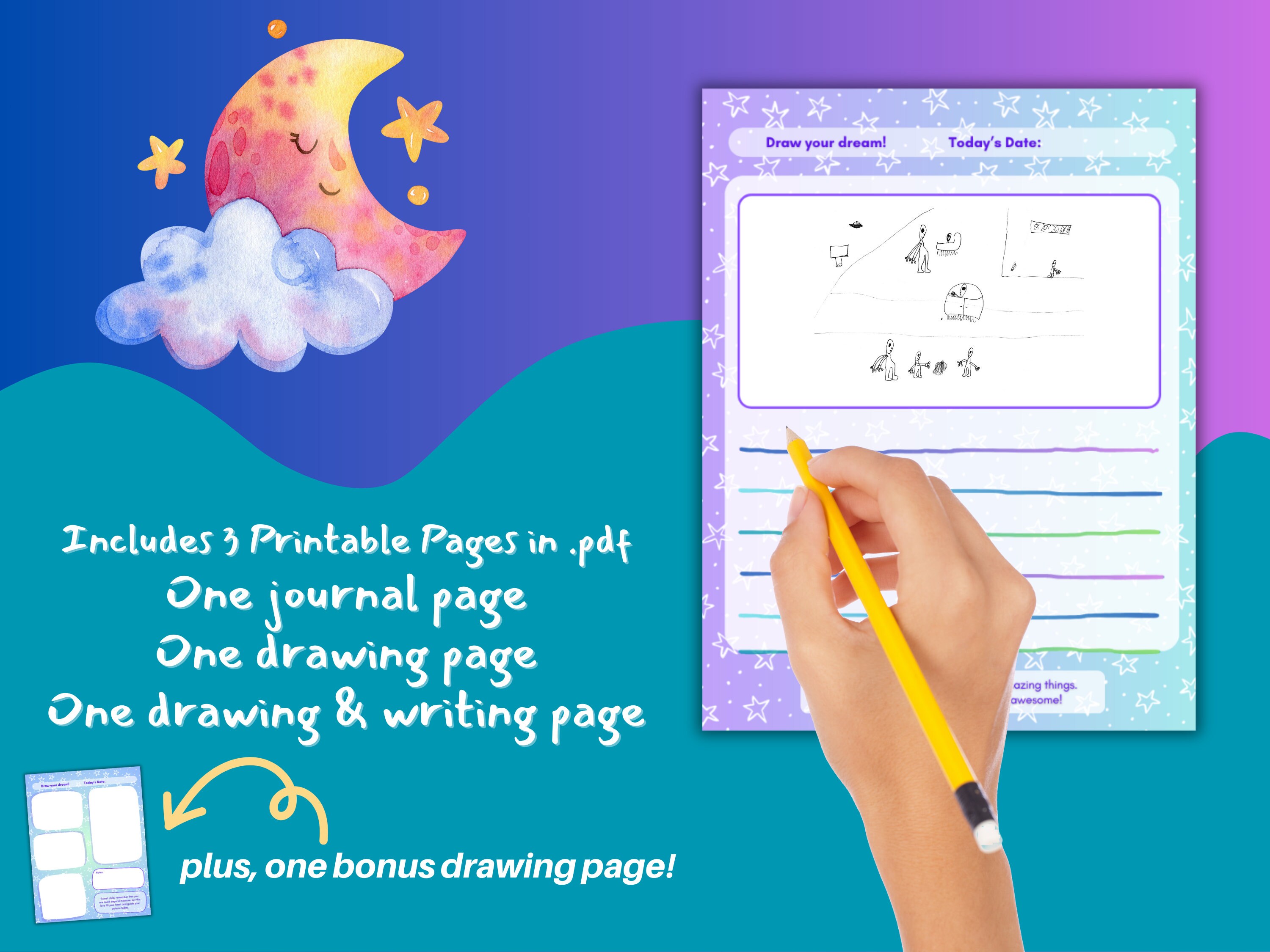 Printable Kids Dream Journal Pages, Full Color - Etsy