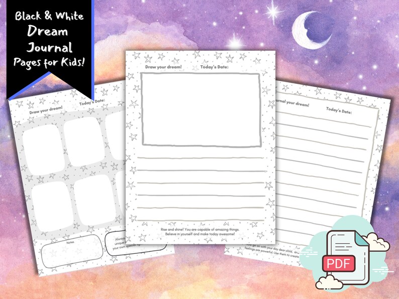 Printable Kids Dream Journal Pages - Etsy