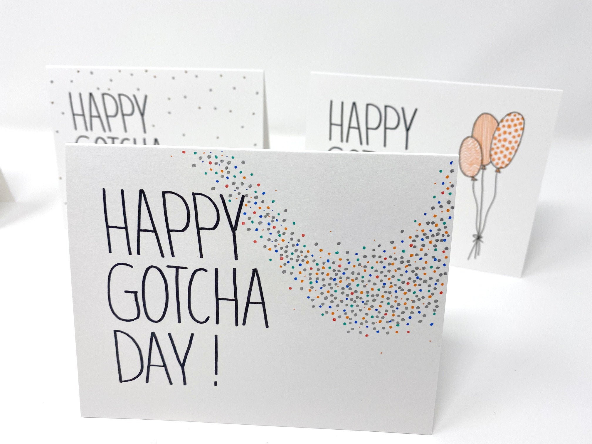 THREE PACK Happy Gotcha Day 3 cards and 3 envelopes , pack of cards ...