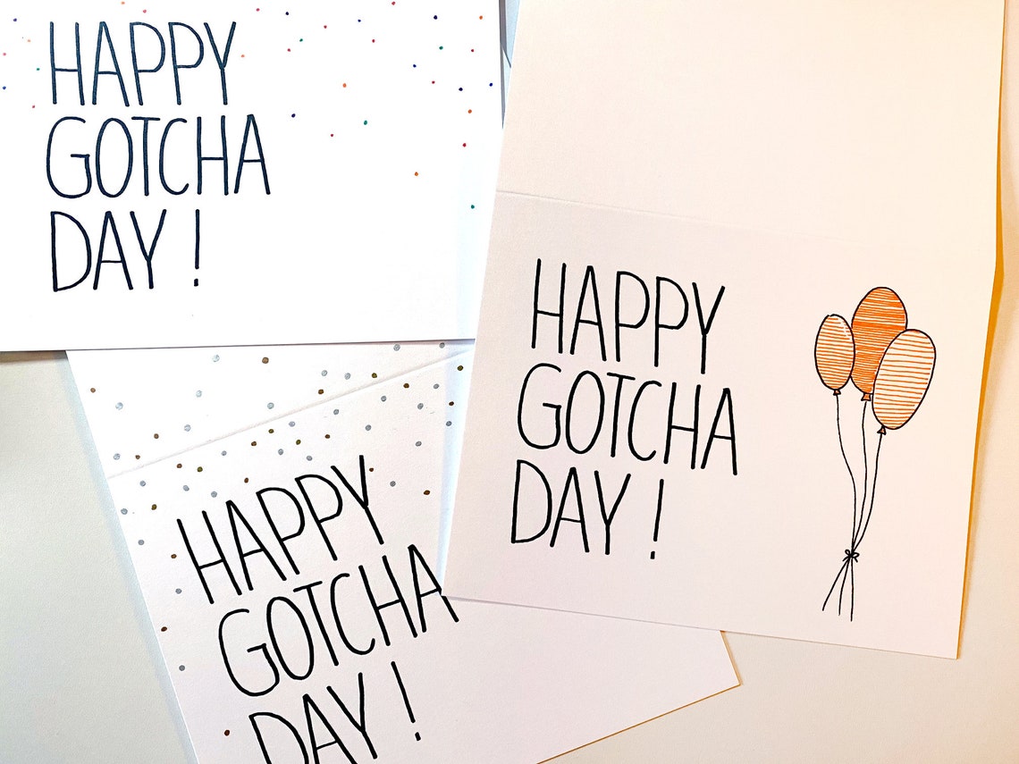THREE PACK Happy Gotcha Day 3 cards and 3 envelopes , pack of cards ...