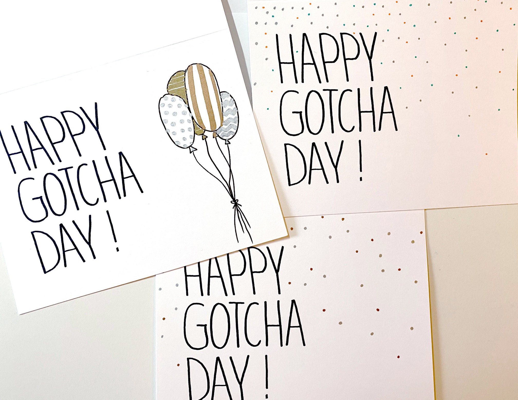 THREE PACK Happy Gotcha Day 3 cards and 3 envelopes , pack of cards ...