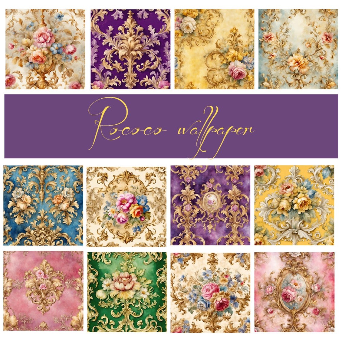 Rococo Wallpaper, 190 Watercolor Printable Patterns - Etsy