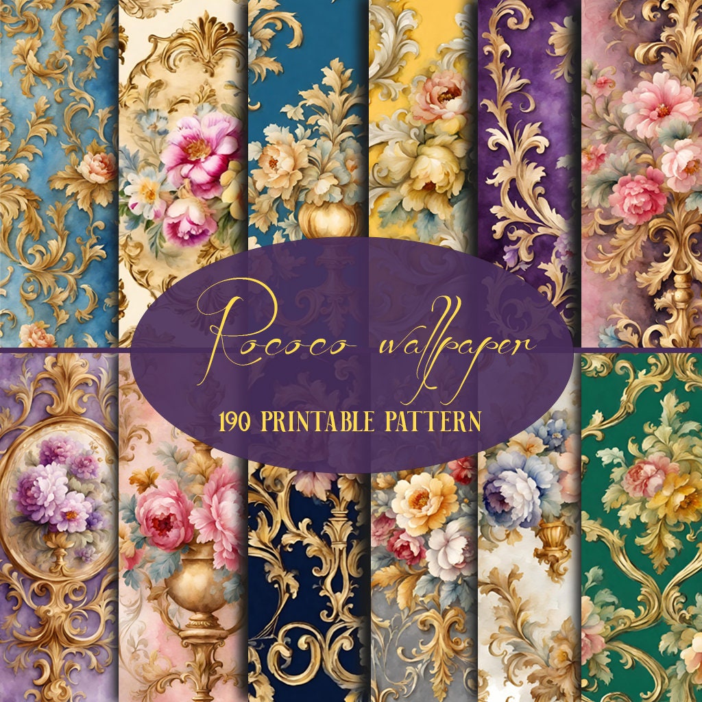 Rococo Wallpaper, 190 Watercolor Printable Patterns - Etsy