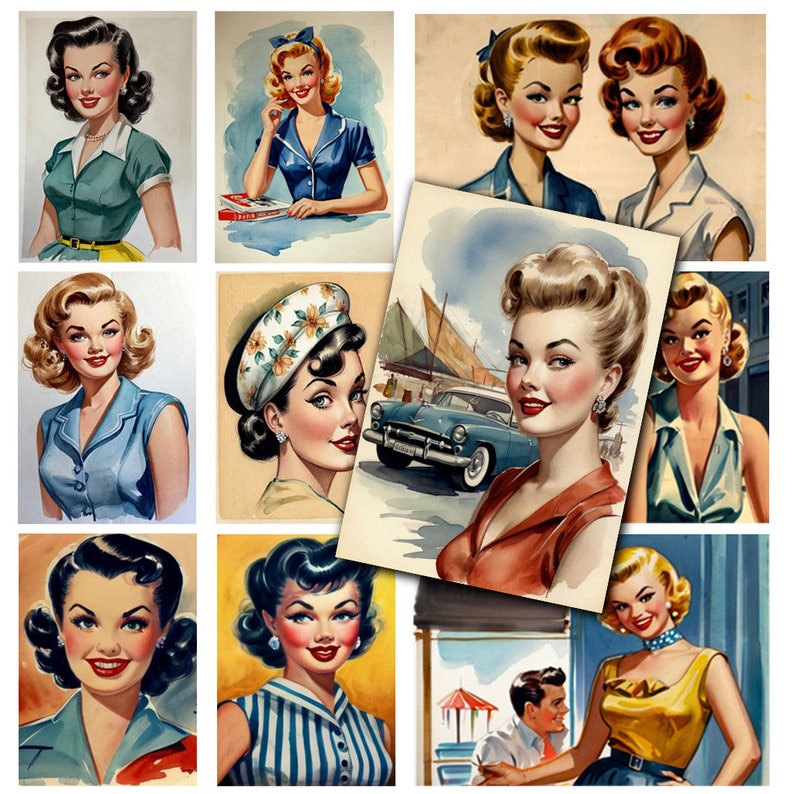 105 Watercolor Illustration, 50s Illustration, 50s Style, Retro, New ...