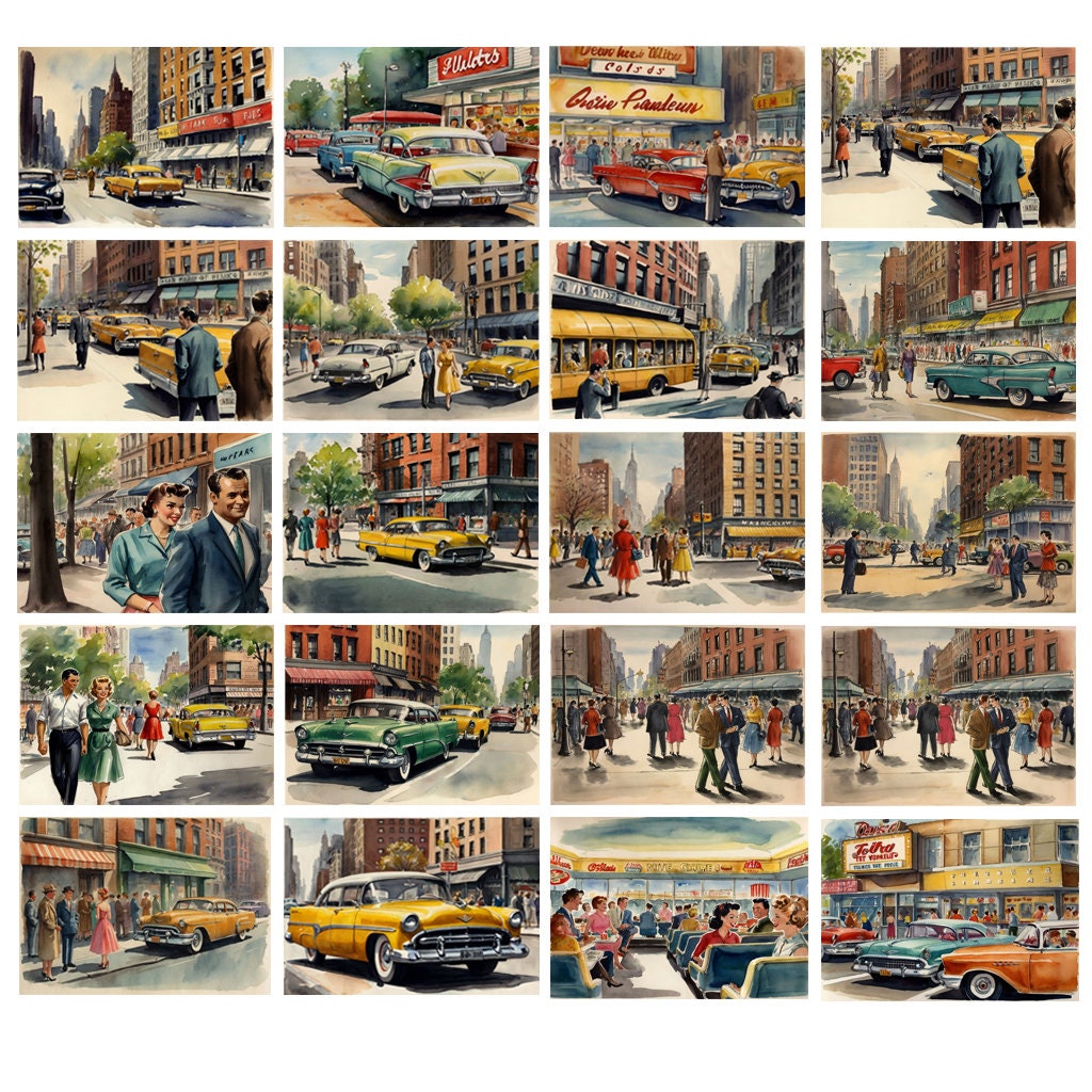 105 Watercolor Illustration, 50s Illustration, 50s Style, Retro, New ...