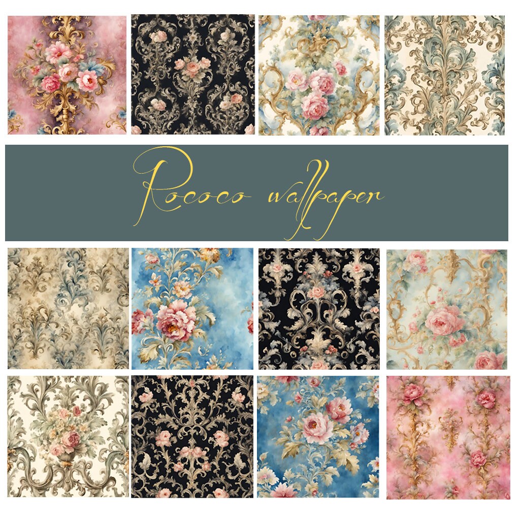 Rococo Wallpaper, 190 Watercolor Printable Patterns - Etsy