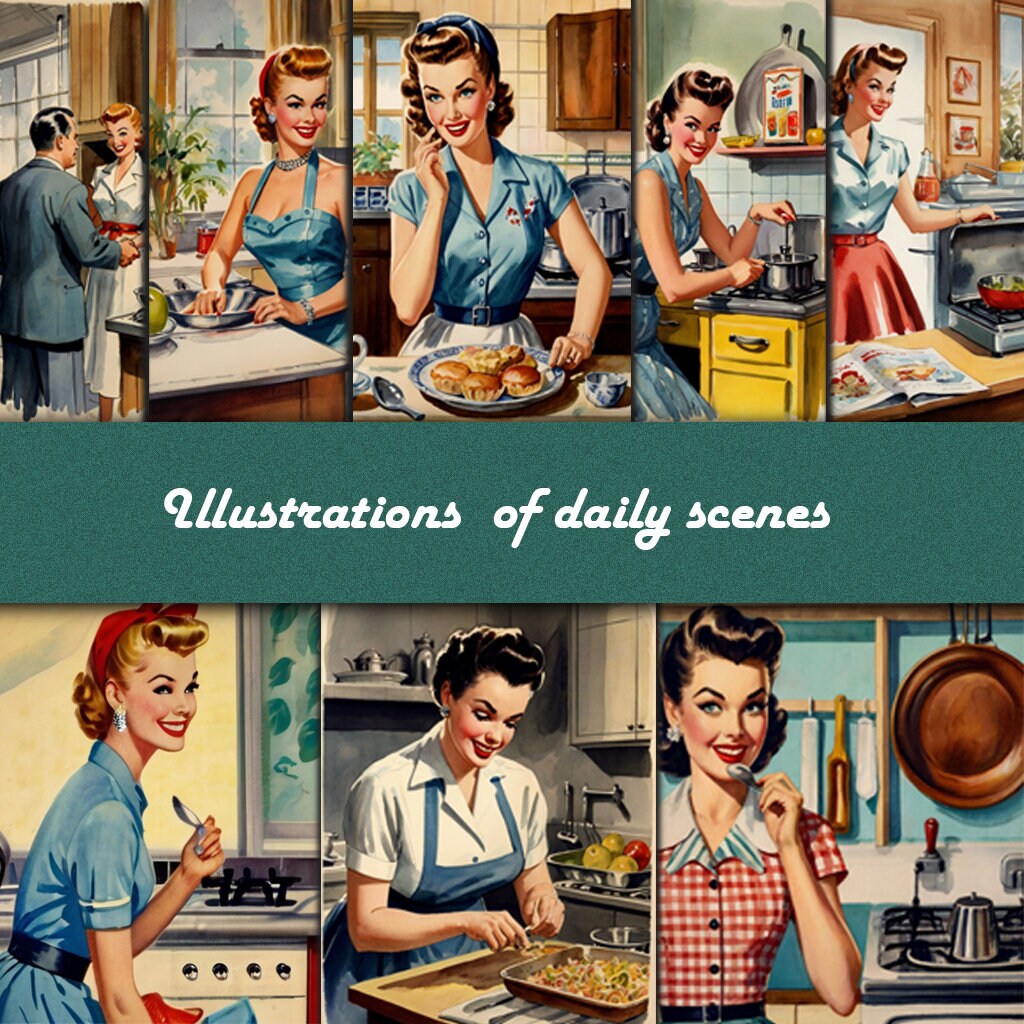 105 Watercolor Illustration, 50s Illustration, 50s Style, Retro, New ...