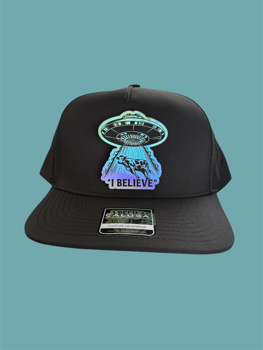 I Believe UFO Hat – Alien Abduction Cow Trucker Hat – Funny Graphic ...
