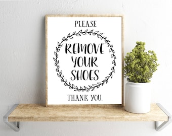 Please Remove Your Shoes Heels Sign Home Decor Printable Wall Art ...