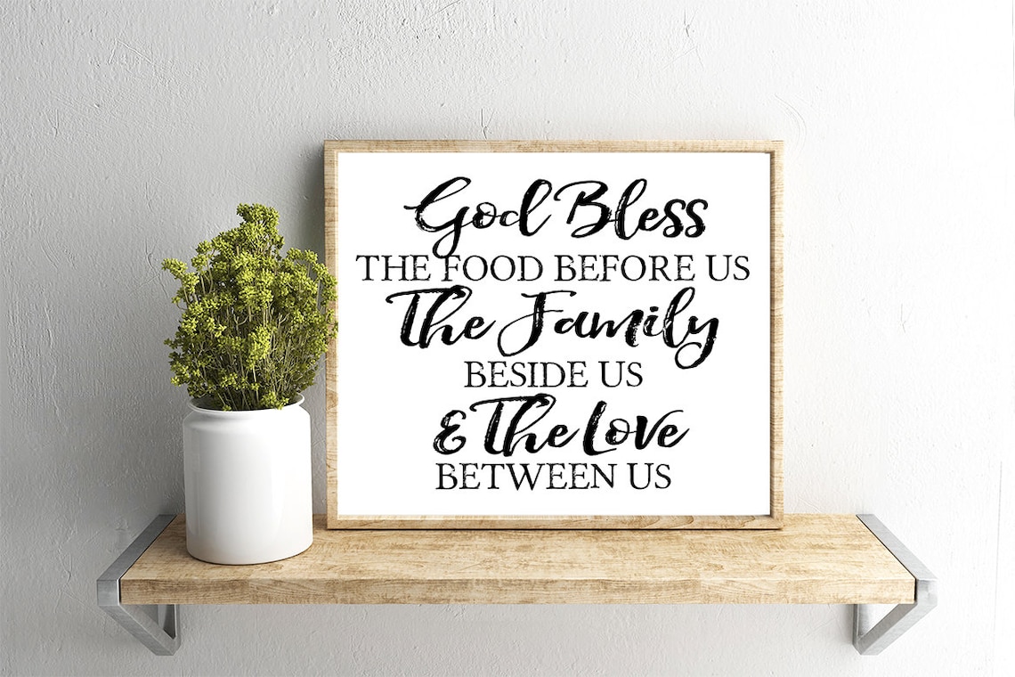 Printable Wall Art, God Bless the Food Before Us Quote, Home Decor ...