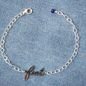 Silver Fiat Bracelet With Lapis Stone, Catholic Gifts, Catholic Jewelry ...