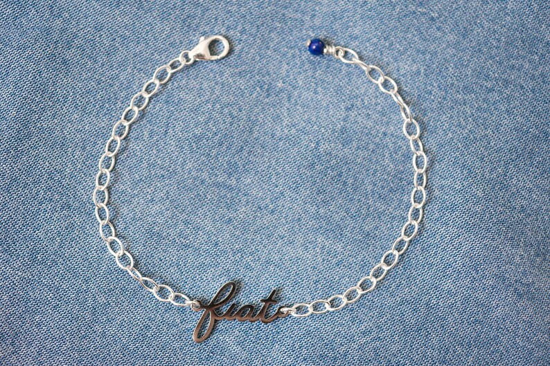 Silver Fiat Bracelet With Lapis Stone, Catholic Gifts, Catholic Jewelry ...