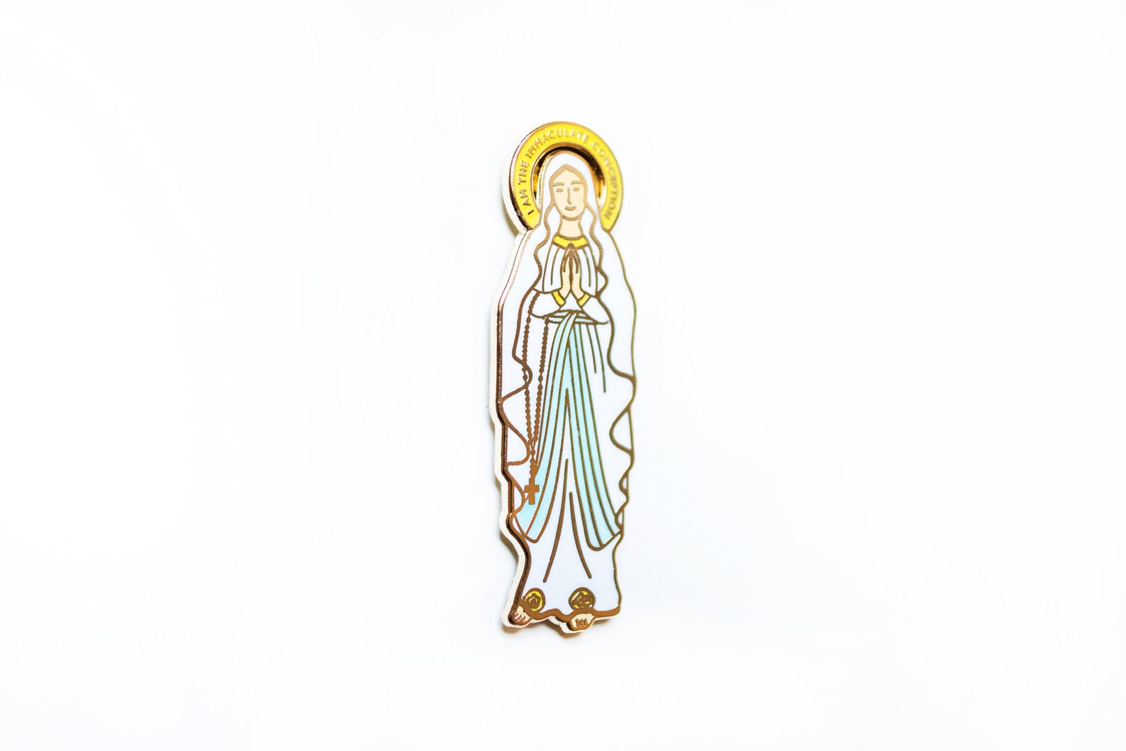 Our Lady of Lourdes Enamel Pin, Immaculate Conception, Catholic Enamel ...