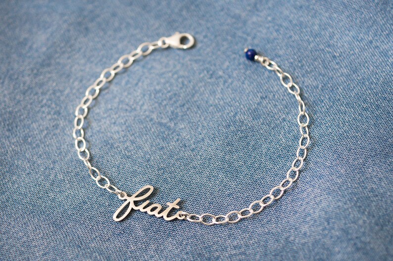 Silver Fiat Bracelet With Lapis Stone, Catholic Gifts, Catholic Jewelry ...