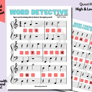 Music Sight Reading Practice PRINTABLE WORKSHEET - "word Detective ...