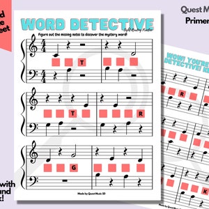 Music Sight Reading Practice PRINTABLE WORKSHEET - "word Detective ...
