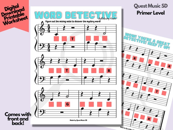 Music Sight Reading Practice PRINTABLE WORKSHEET word - Etsy
