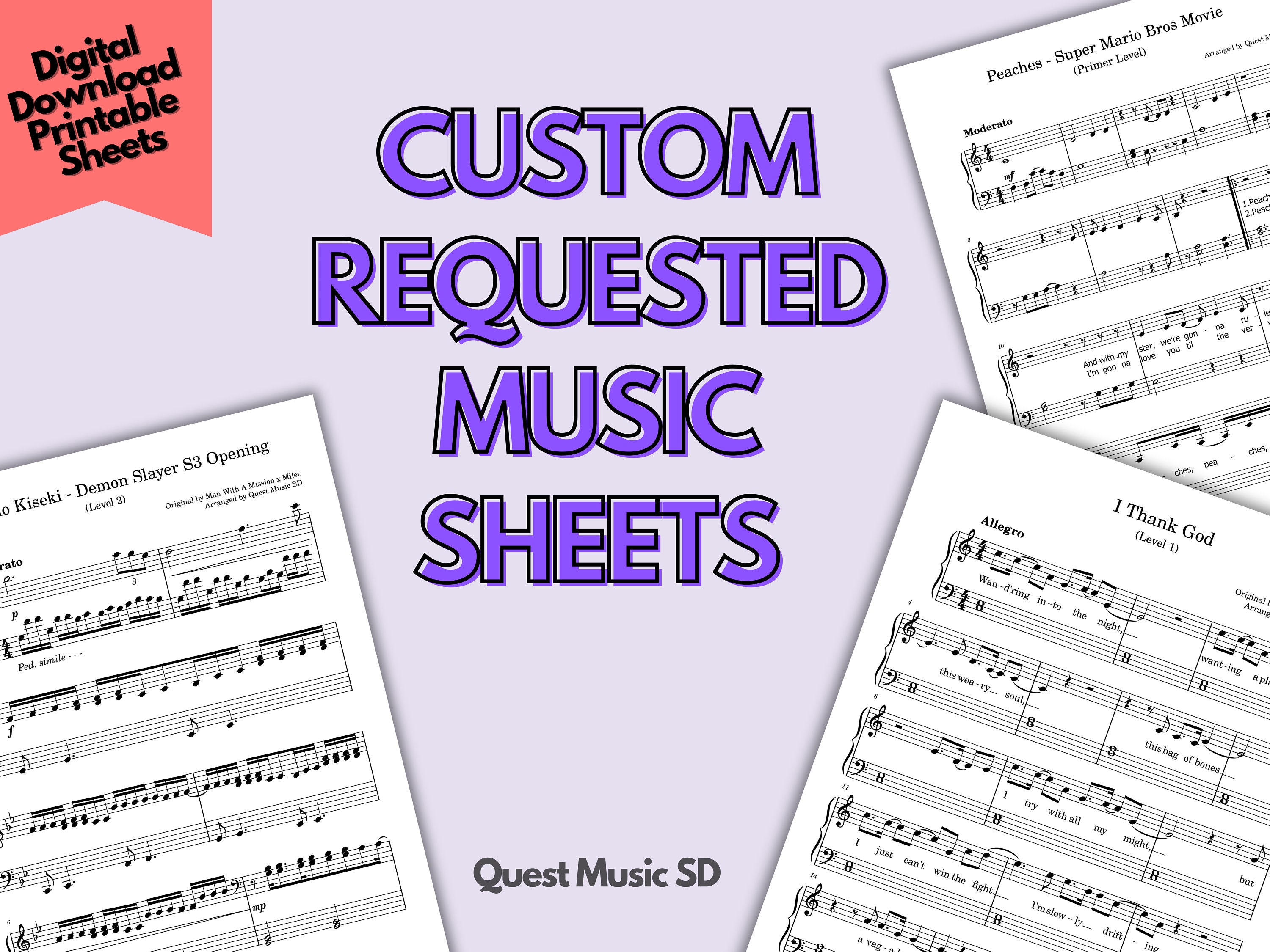 Piano Sheet Music - Custom Requested Music Sheets - Easy Piano Sheets ...