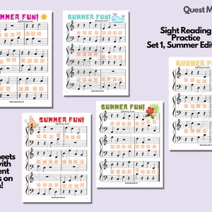 Music Sight Reading Practice PRINTABLE WORKSHEETS (5 PAGES) - Set 1 ...