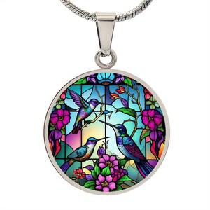 Personalized Hummingbird Stained Glass Pendant Necklace - Etsy