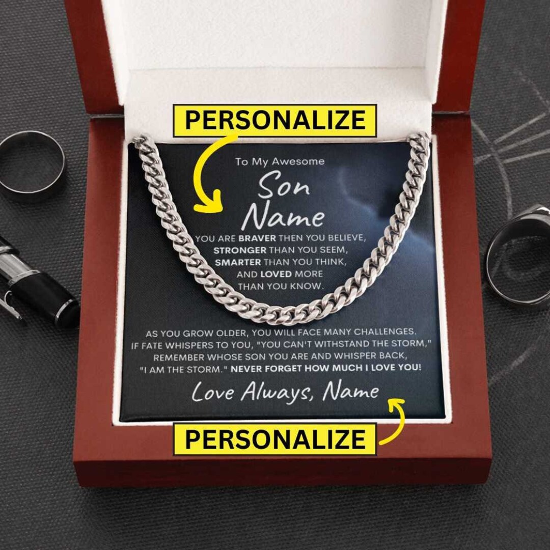 Son Gift Personalized Gift for Son, Cubin Link Chain - Etsy