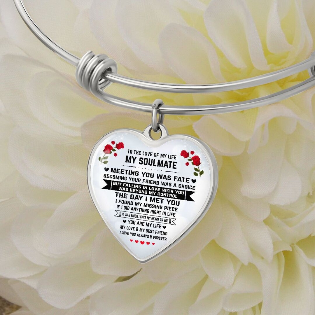 Soulmate Gift, Gift for Soulmate, Love of My Life, Graphic Heart Bangle ...