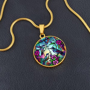 Personalized Hummingbird Stained Glass Pendant Necklace - Etsy