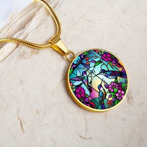 Personalized Hummingbird Stained Glass Pendant Necklace - Etsy