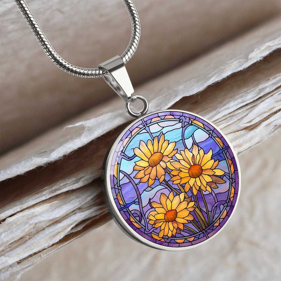 Personalized Aster Flower Necklace Birth Flower Jewelry, Aster Stained ...