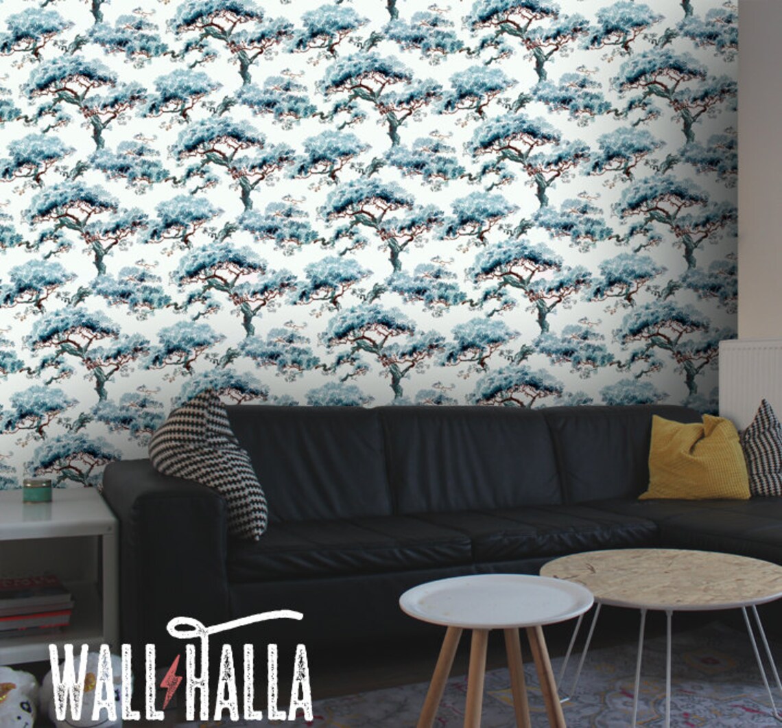 Seamless Vintage Tree Foliage Pattern Wallpaper Removable | Etsy