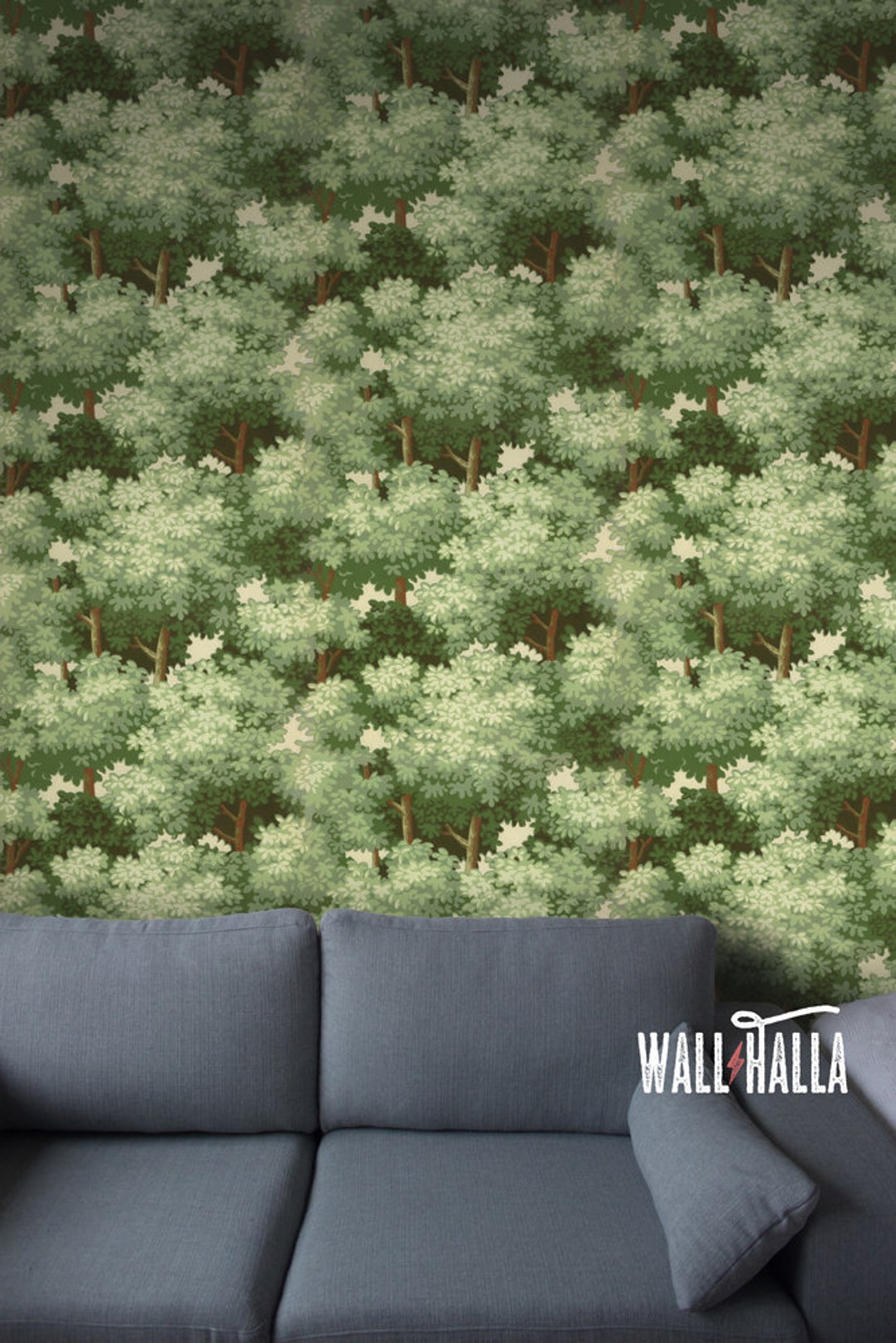 Seamless Vintage Tree Foliage Pattern Wallpaper - Removable Vintage ...