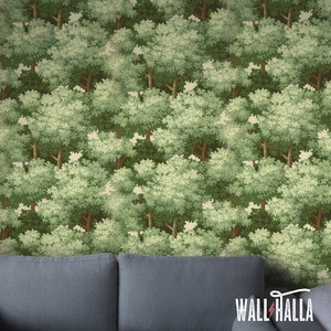 Seamless Vintage Tree Foliage Pattern Wallpaper - Removable Vintage ...
