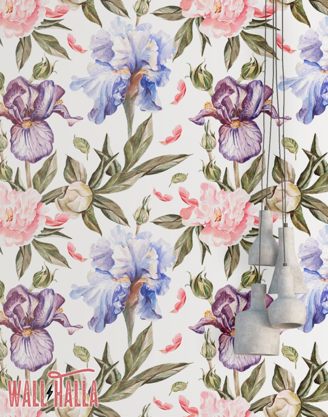 Blue Flower Wallpaper - Removable Self Adhesive Wallpaper - Flower Buds ...
