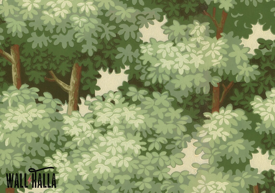 Seamless Vintage Tree Foliage Pattern Wallpaper Removable - Etsy