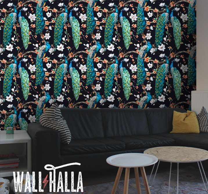 Seamless Peacock Pattern Wallpaper Self Adhesive or Nonwoven - Etsy