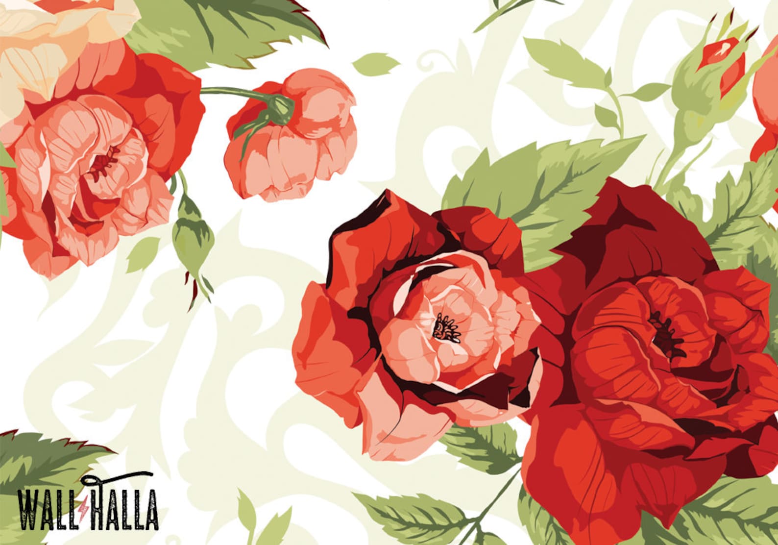 Rose Flower Wallpaper Removable Wallpaper Vintage Red - Etsy