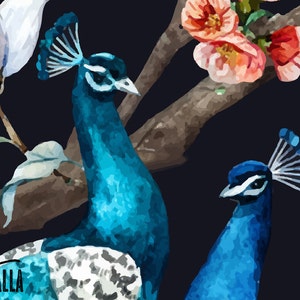 Seamless Peacock Pattern Wallpaper - Self Adhesive or Nonwoven ...