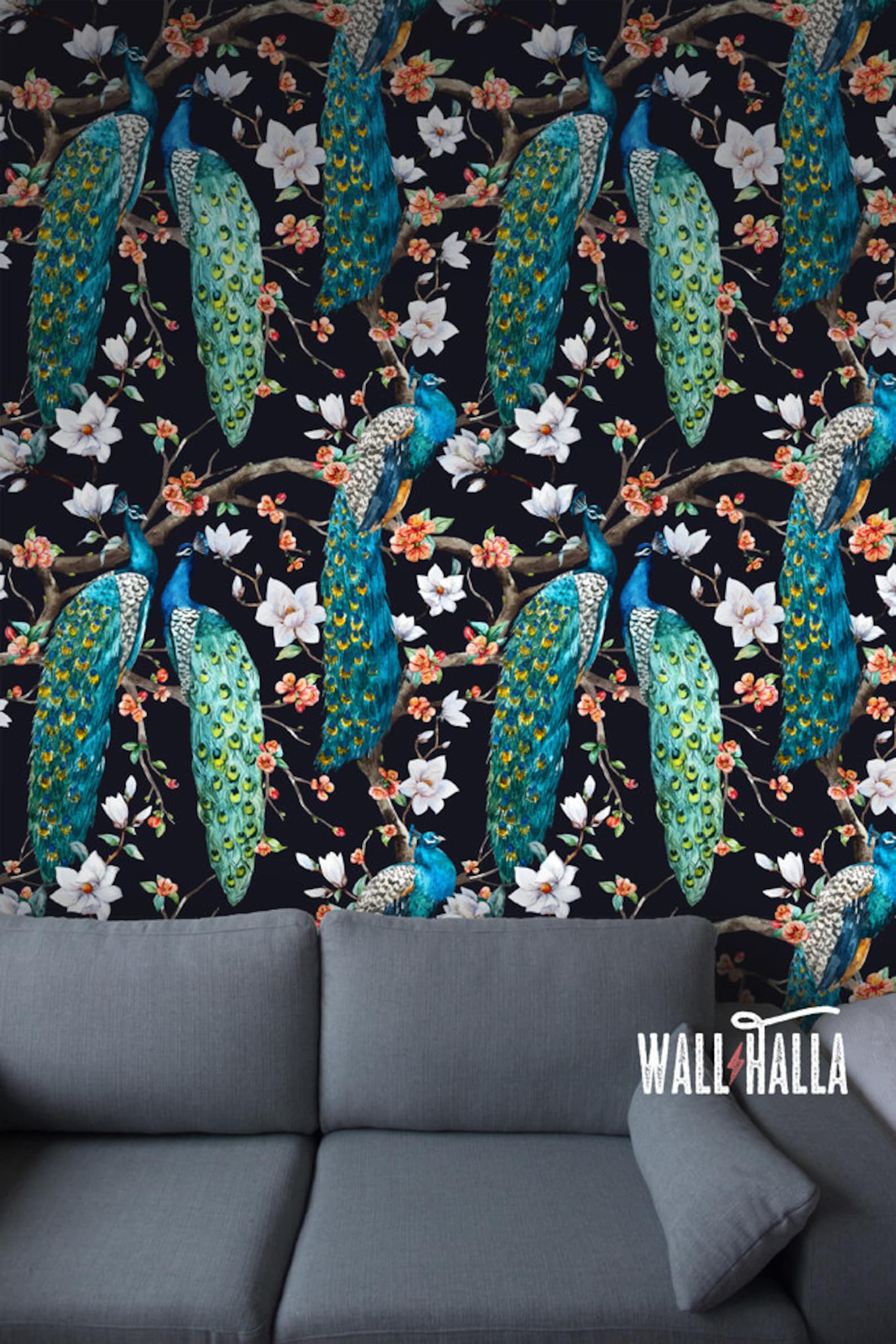 Seamless Peacock Pattern Wallpaper Self Adhesive or Nonwoven - Etsy
