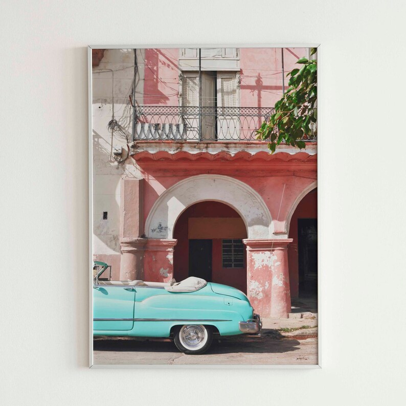 Cuba Download, Havana Printable, Pastel Print, Vintage Cuban Car ...