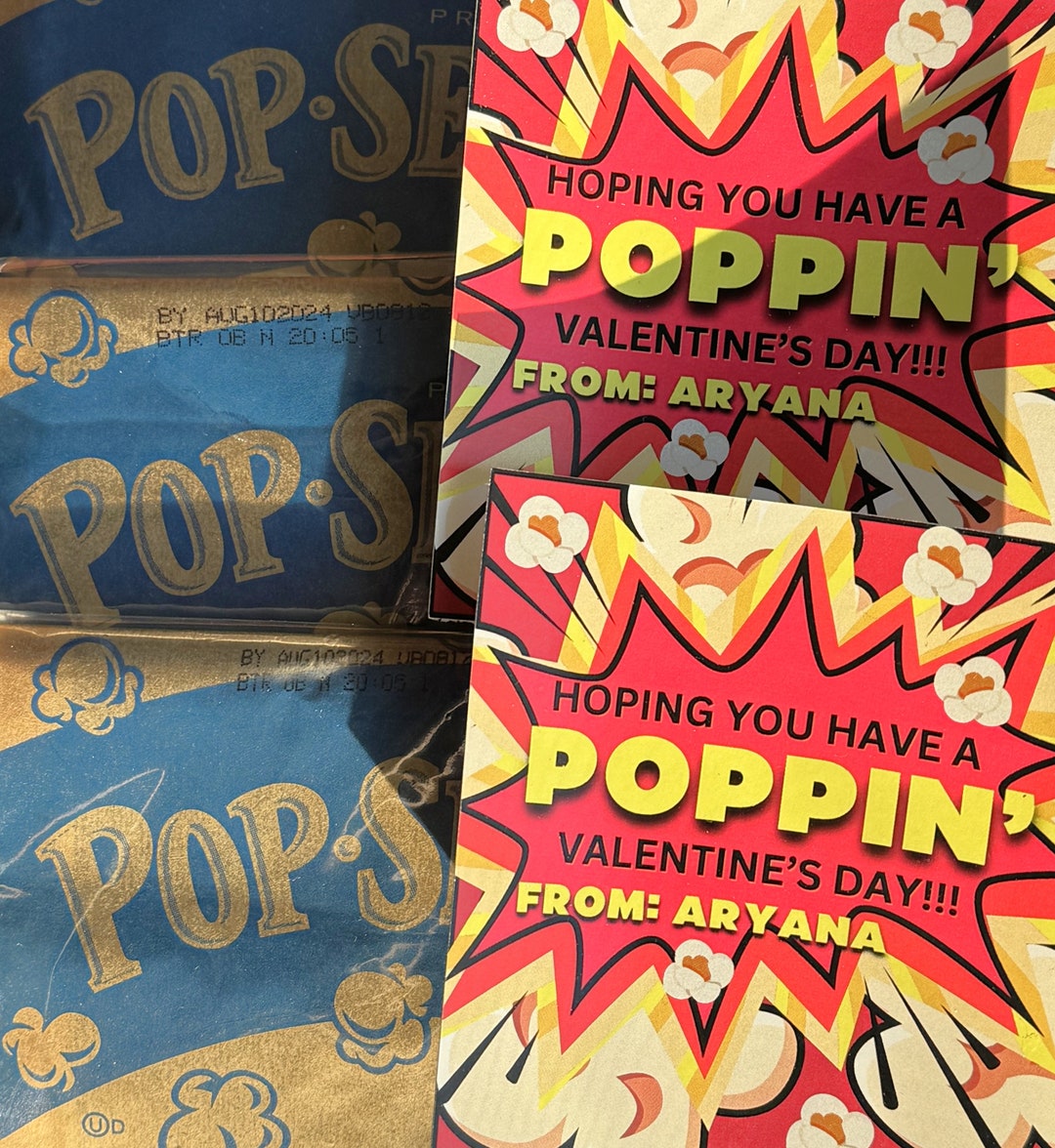 Valentine's Day Popcorn Label - Popcorn - Popcorn Bag - Valentine ...