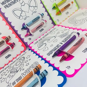 Valentine's Day Coloring Card Set With Crayons - Classmate Gifts - Etsy