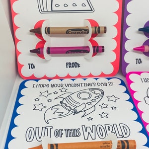 Valentine's Day Coloring Card Set With Crayons - Classmate Gifts - Etsy