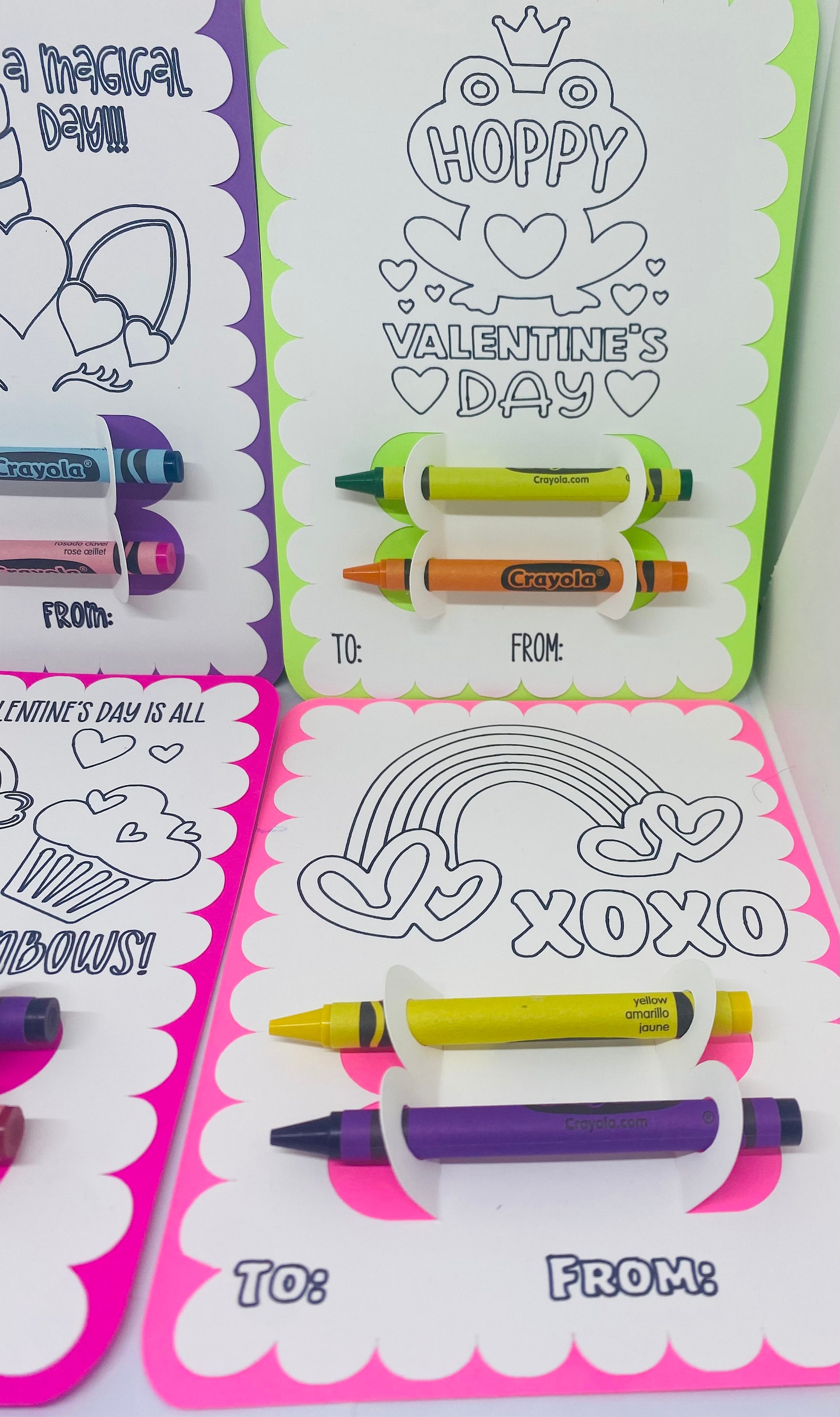 Valentine's Day Coloring Card Set With Crayons Gifts for | Etsy